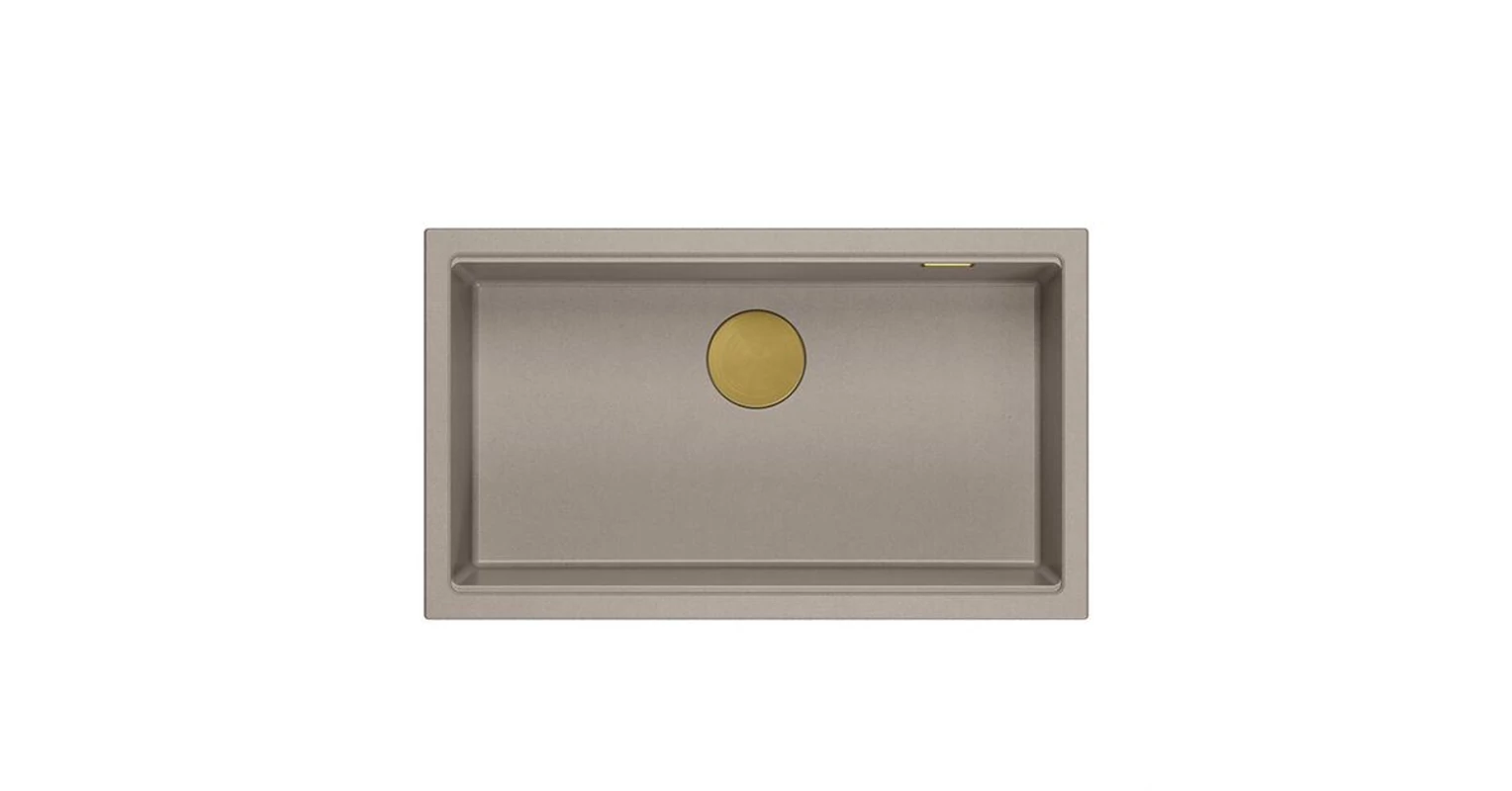 LOGAN 110 Gránit mosogatótálca Szürkés barna / Arany színű kiegészítők ...